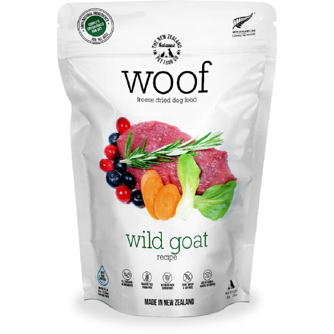 Woof Freeze Dried Goat Dog Food 1kg – Bow & Wow